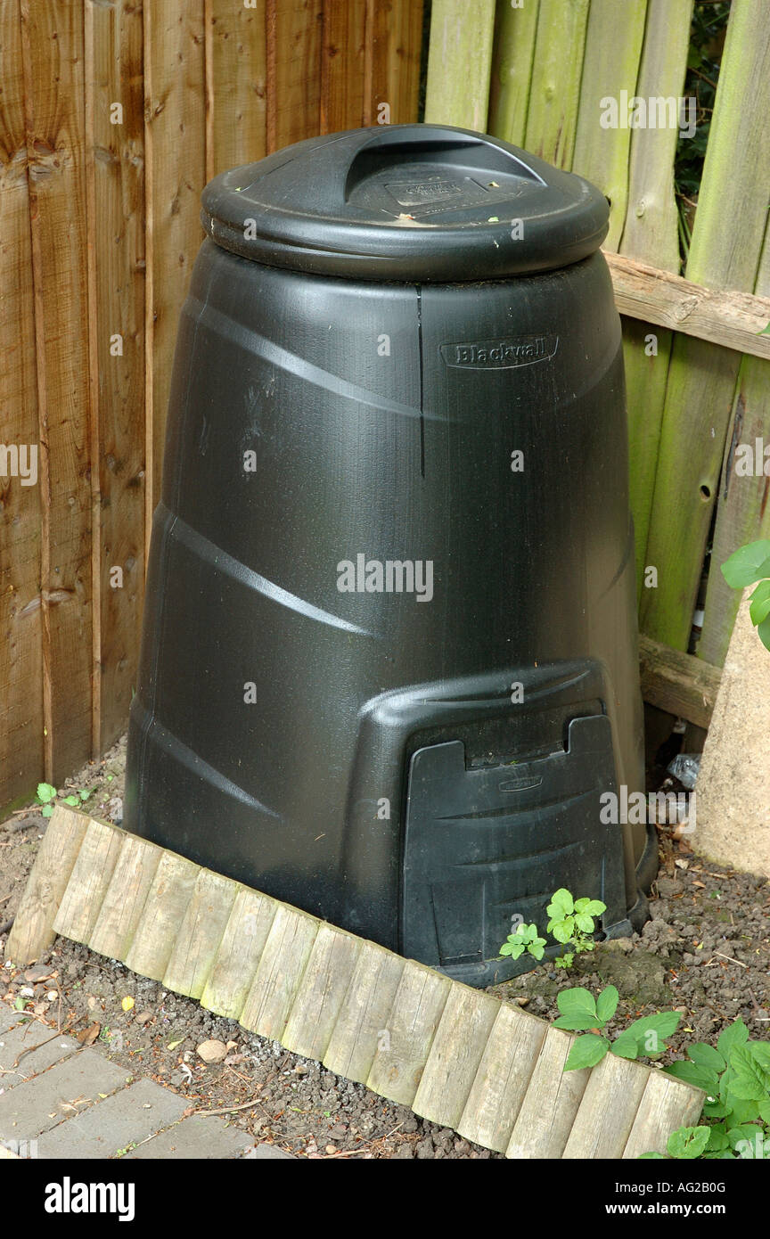 Close up of black plastic compost bin Stock Photo - Alamy