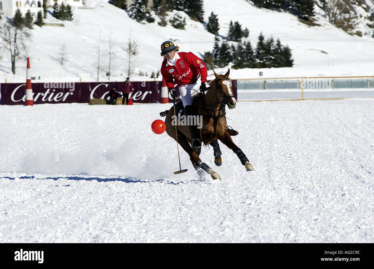 CARTIER POLO ON SNOW STMORITZ 250103 RED NO 2JACK KIDD Stock Photo - Alamy