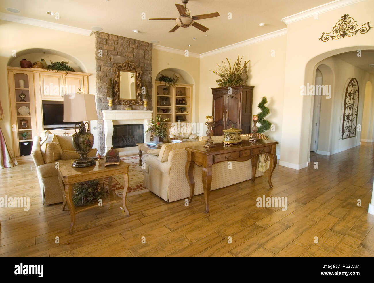 wide angle view of contemporary family room Stock Photo - Alamy
