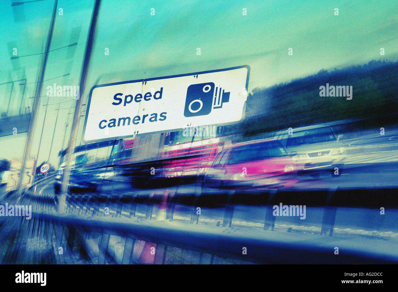UK Motorway speed cameras sign Stock Photo - Alamy