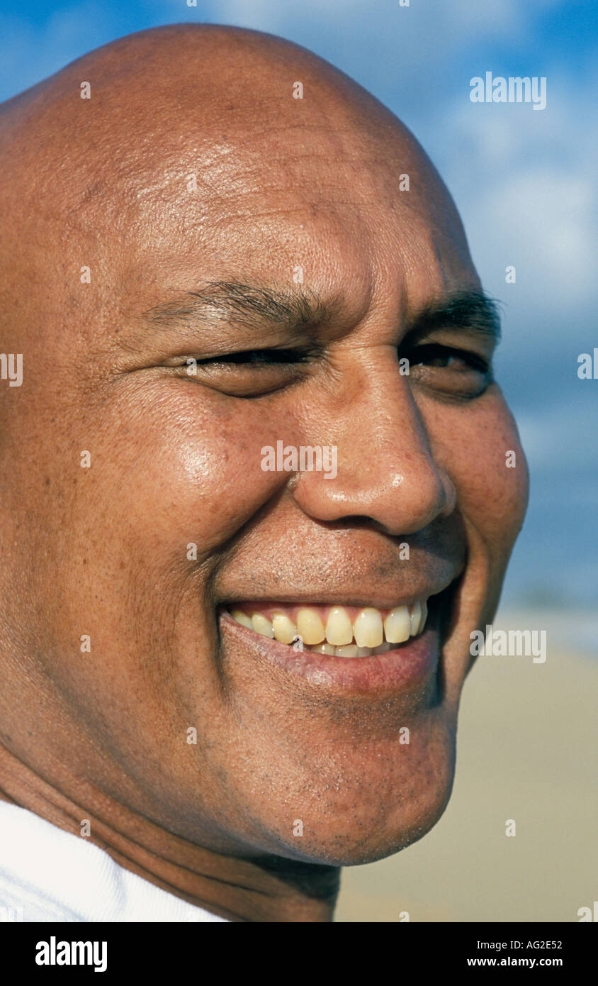 Hawaiian man on beach, Kauai, Hawaii Stock Photo - Alamy