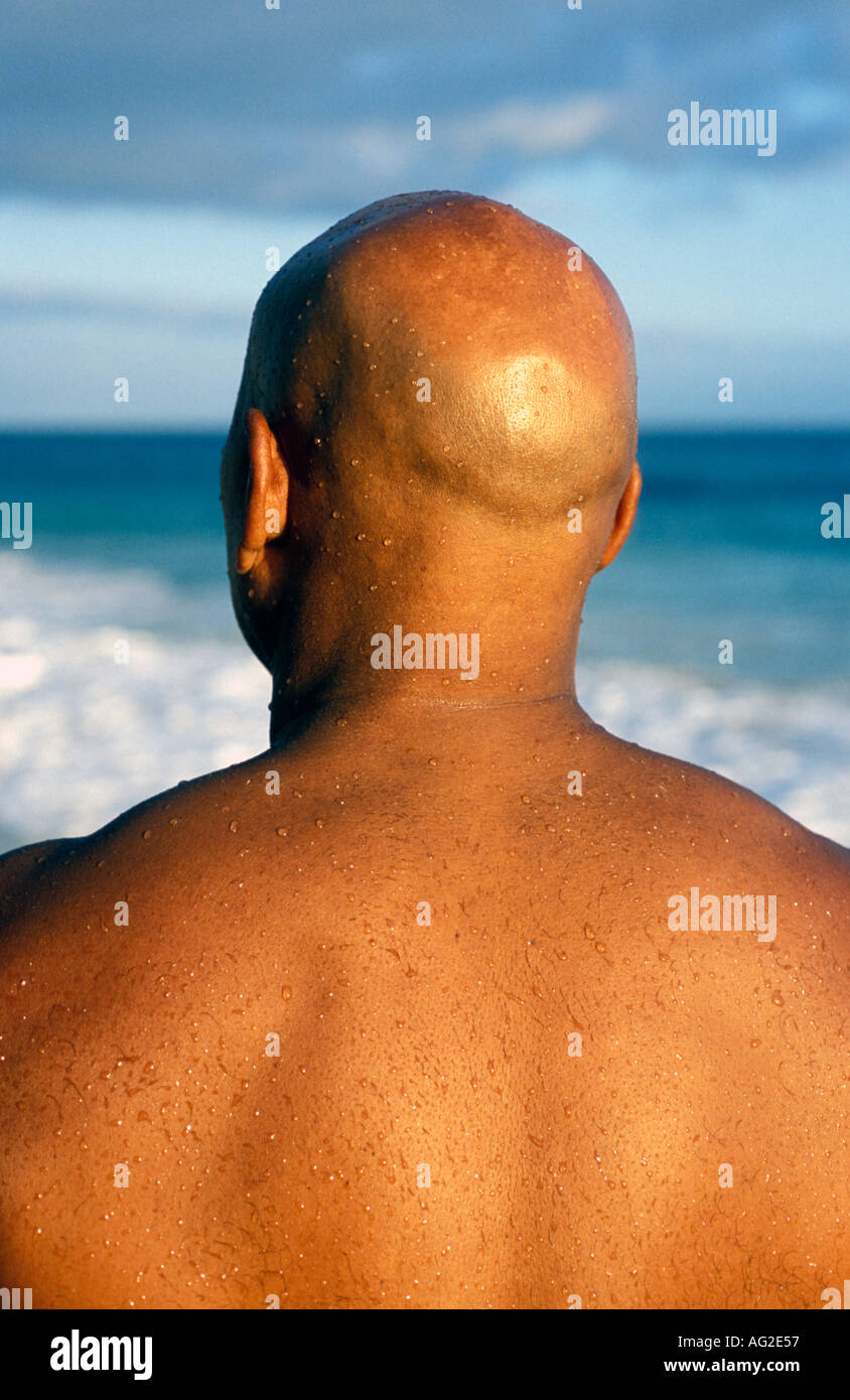 Hawaiian man on beach, Kauai, Hawaii Stock Photo - Alamy