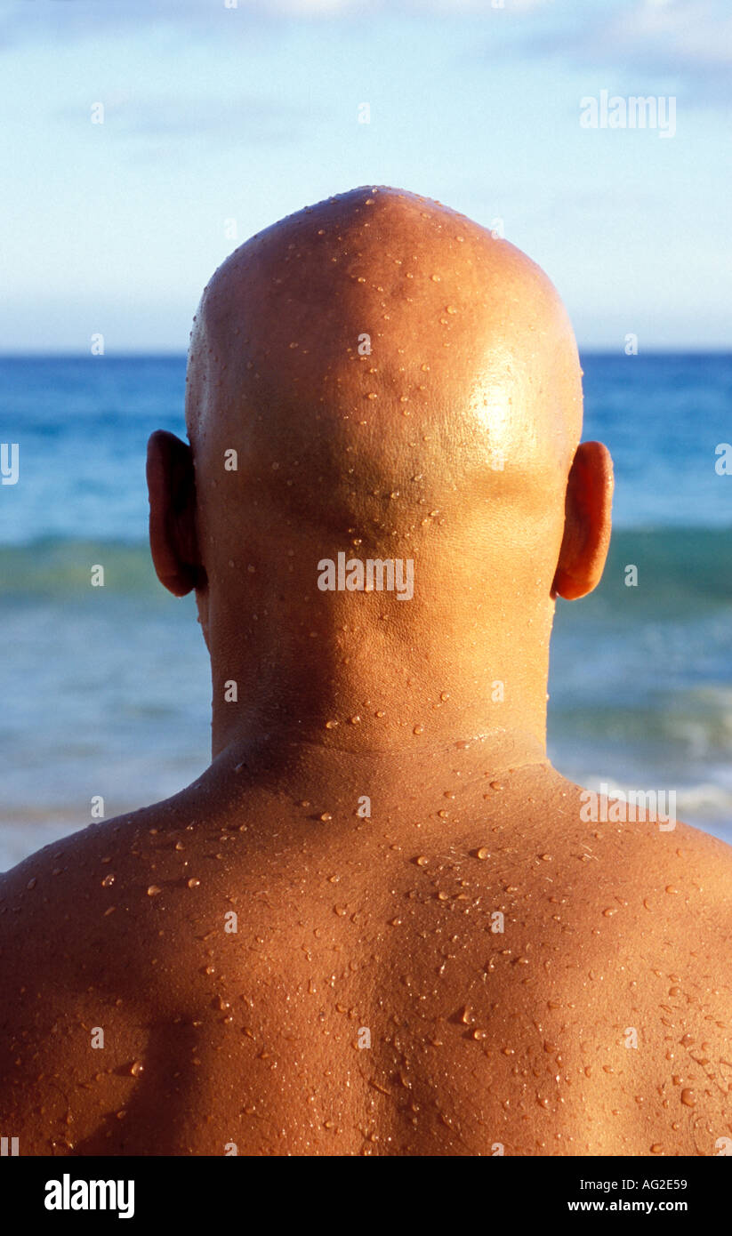 Hawaiian man on beach, Kauai, Hawaii Stock Photo - Alamy