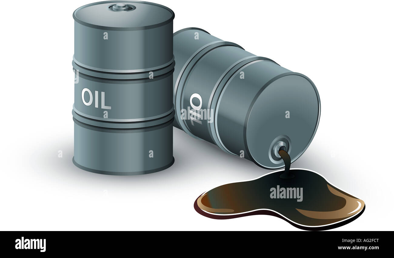 Illustration of two oil barrels Isolated on white Stock Photo - Alamy