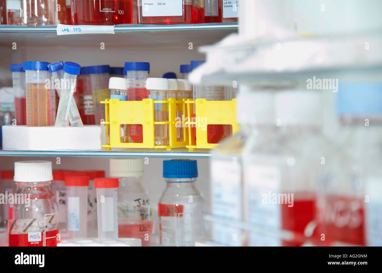 Lab supplies on shelves Stock Photo - Alamy