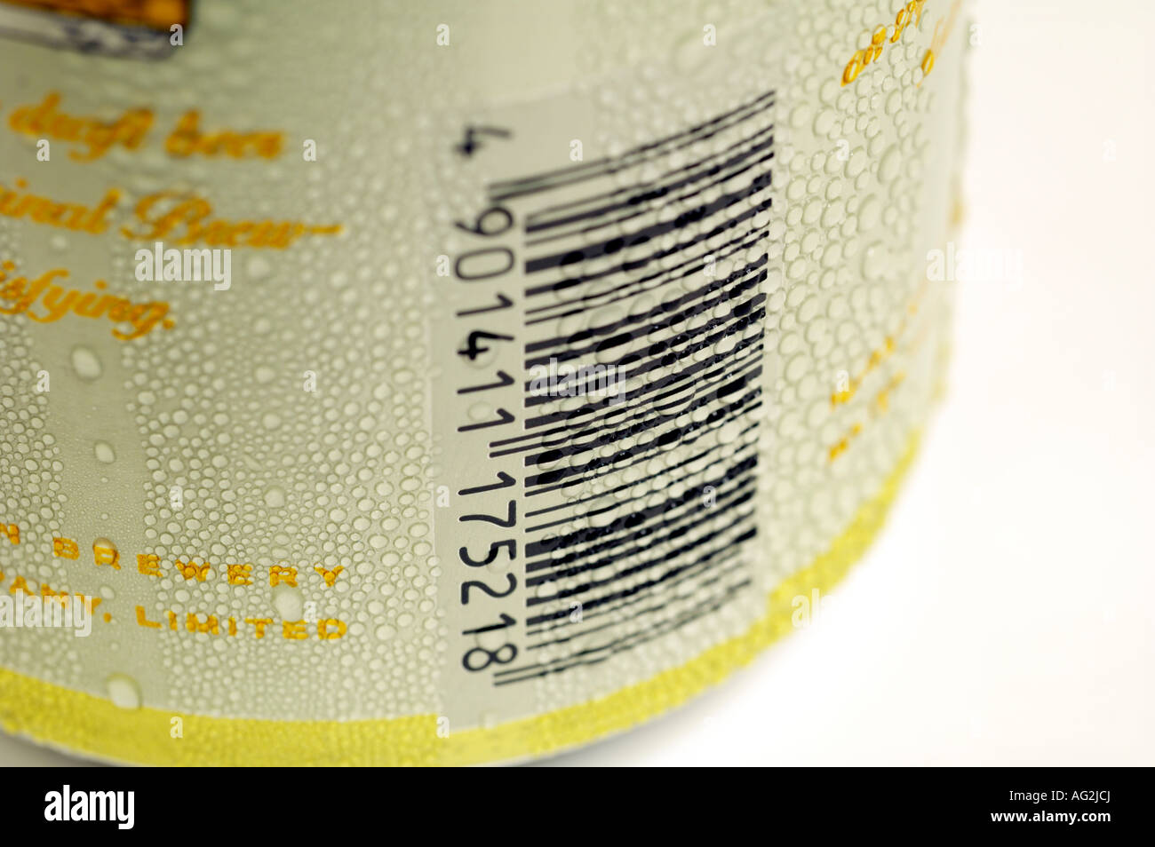 Bar code and condensate on beverage can Stock Photo - Alamy