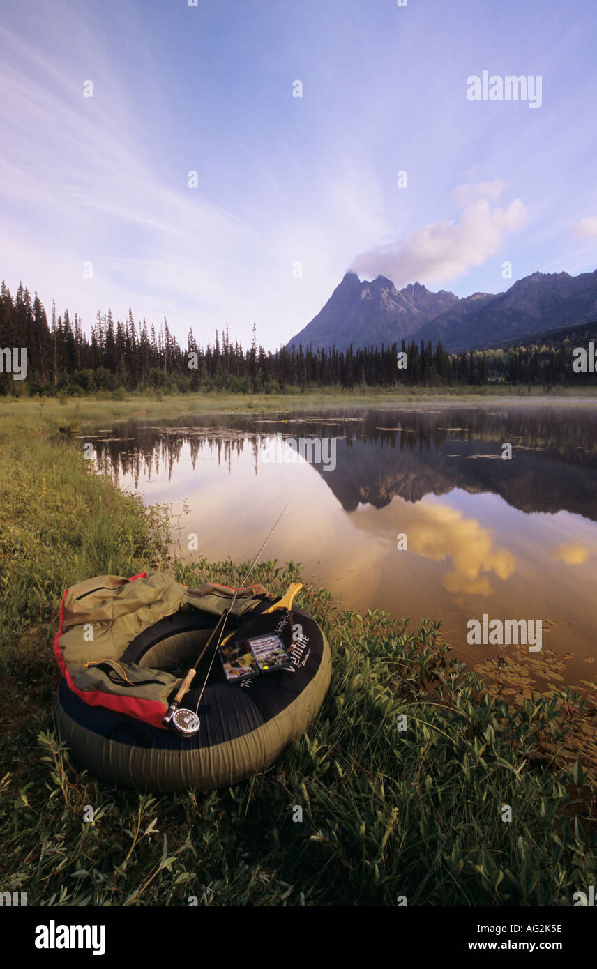 Float tube beside Kitsequecla Lake British Columbia Stock Photo - Alamy