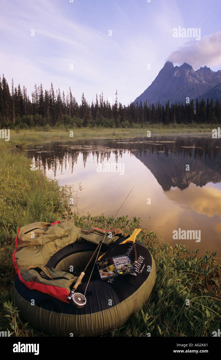 Float tube beside Kitsequecla Lake British Columbia Stock Photo - Alamy