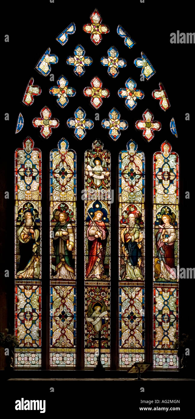 faith hope and charity stained glass window derbyshire england Stock ...