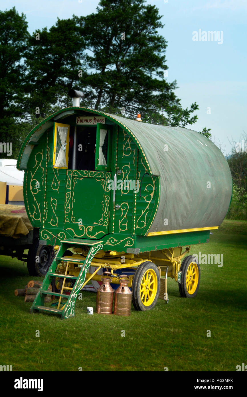traditional preserved gypsy caravan at belper steam and vintage event ...