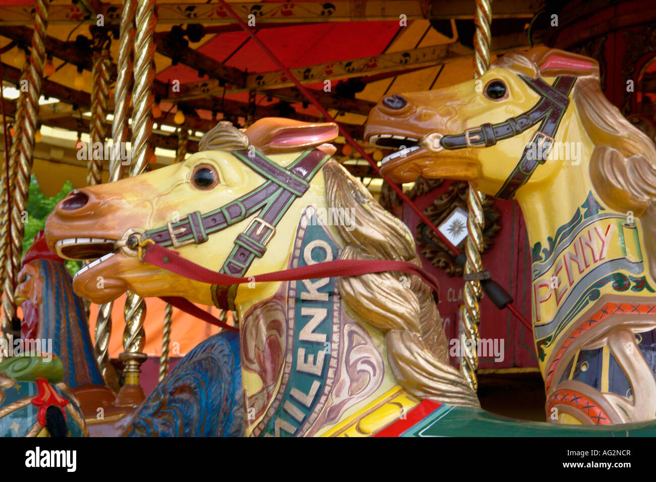 fairground horses at cheshire country fair Stock Photo - Alamy