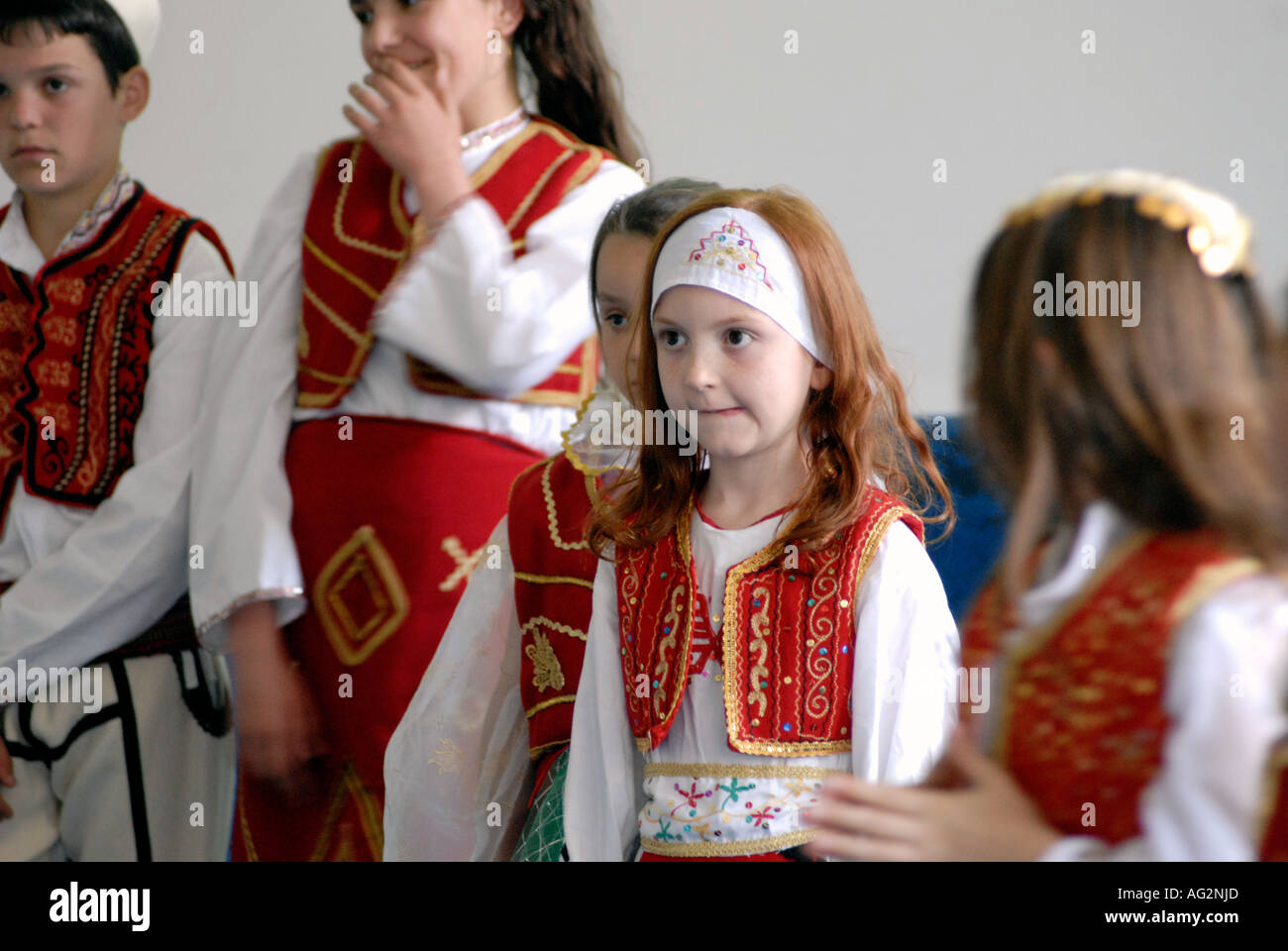 Albanian children's dance group performing in London Stock Photo - Alamy