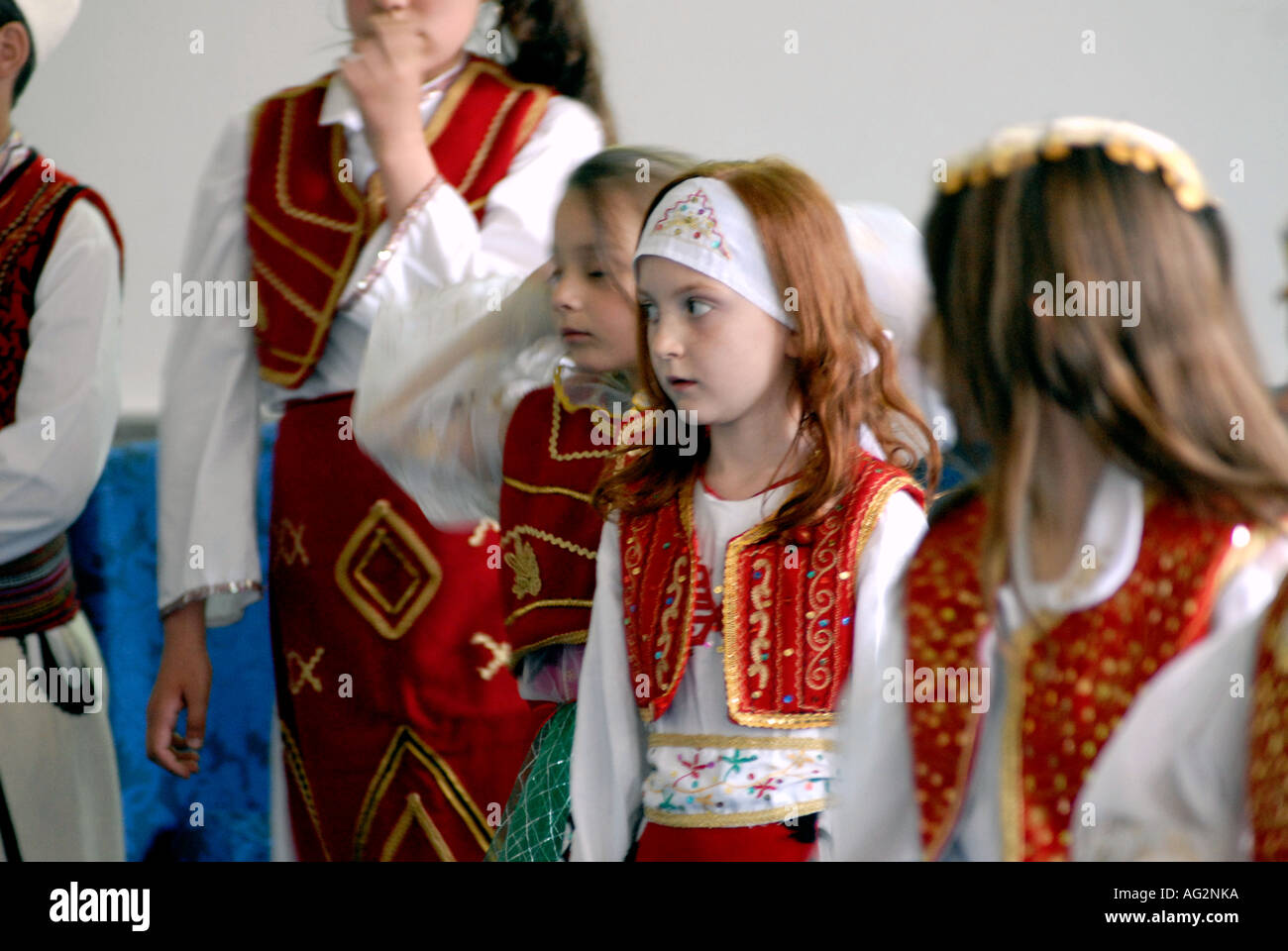 Albanian children's dance group performing in London Stock Photo - Alamy