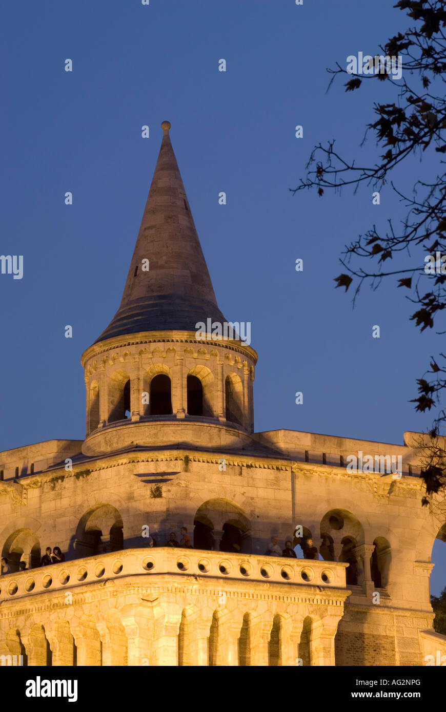 Fishermen s Bastion Halaszbastya at dusk Budapest Hungary Stock Photo ...
