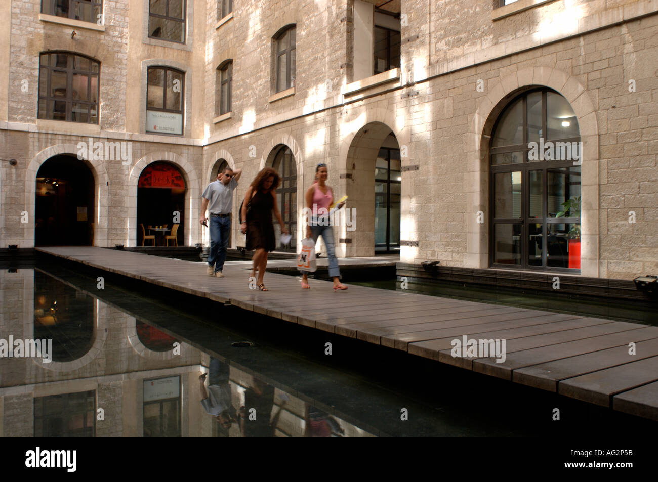 France Marseille Interior patio of building restored from dock ...