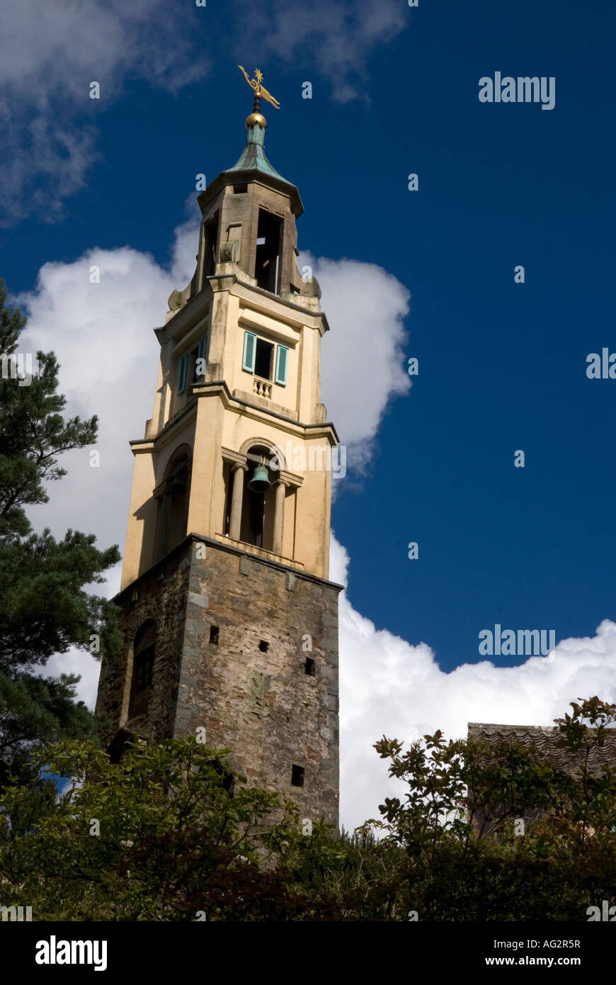 bell tower at portmerion north wales Stock Photo - Alamy