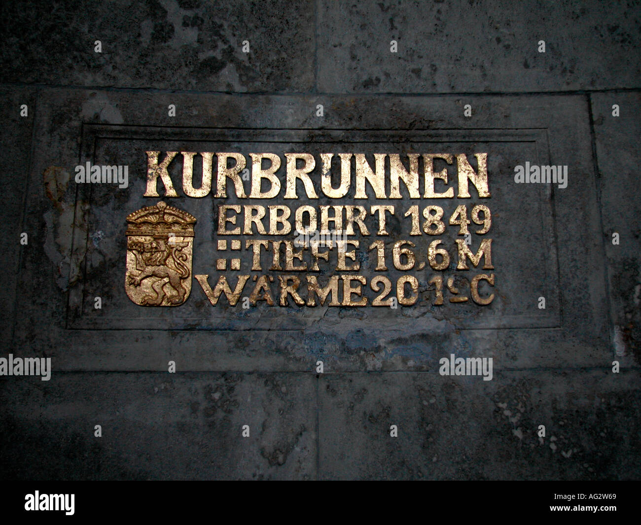 sign of the cur spring mineral spring in the kurhaus casino of Bad ...