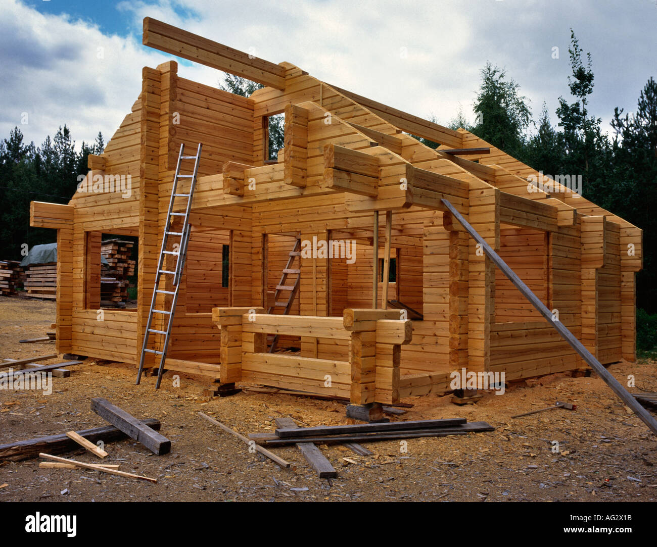 building site for a blockhouse in Finland Stock Photo - Alamy