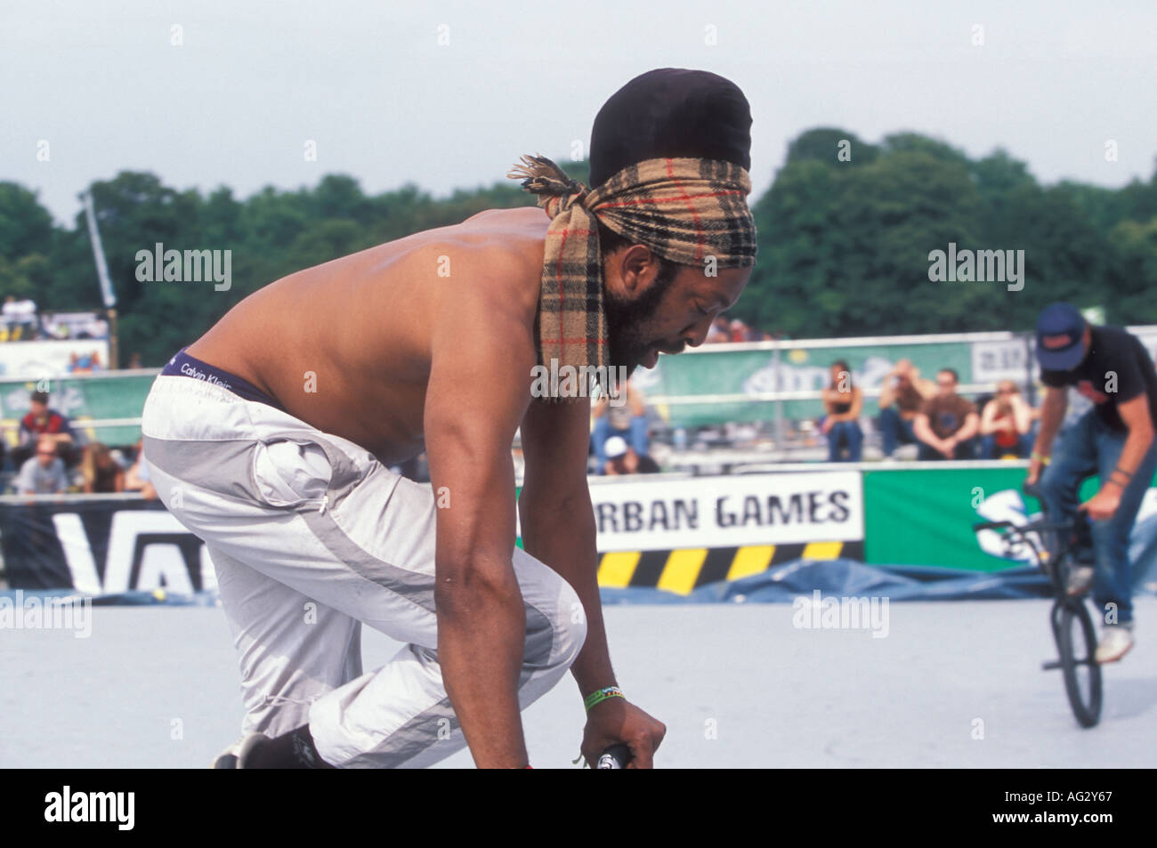A BMX rider at the Sprite Urban Games Clapham Common London Stock Photo ...