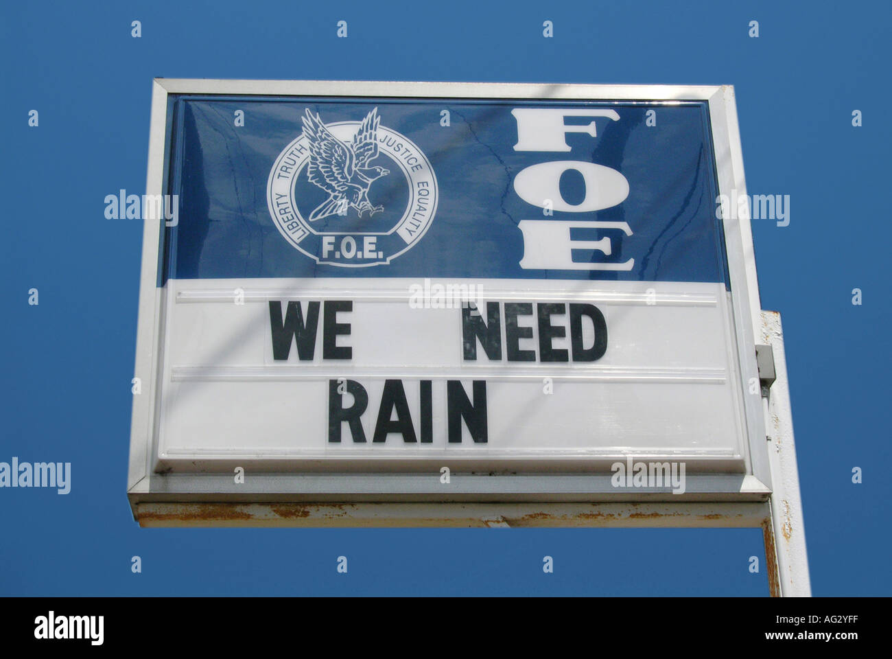 We need rain sign located in Manistee Michigan during drought Stock ...