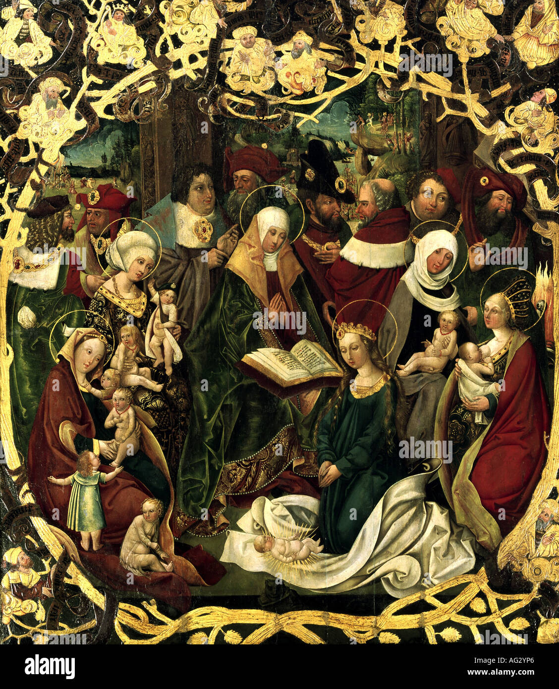 fine arts, painting, "Die Heilige Sippe" (The Holy Kin), circa 15th ...