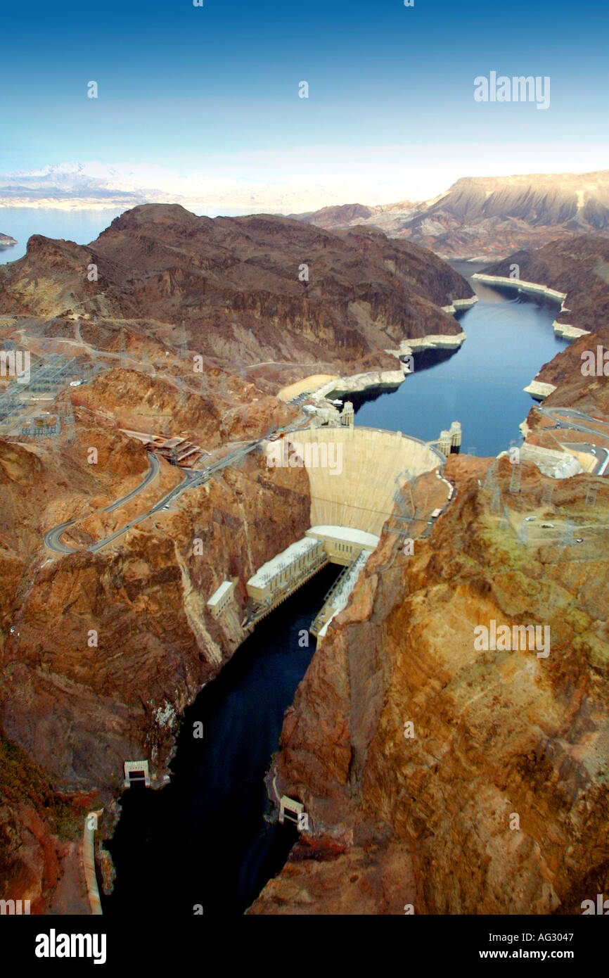 Aerial,ascent,aviation,The Hoover Dam and Lake Mead from the air ...