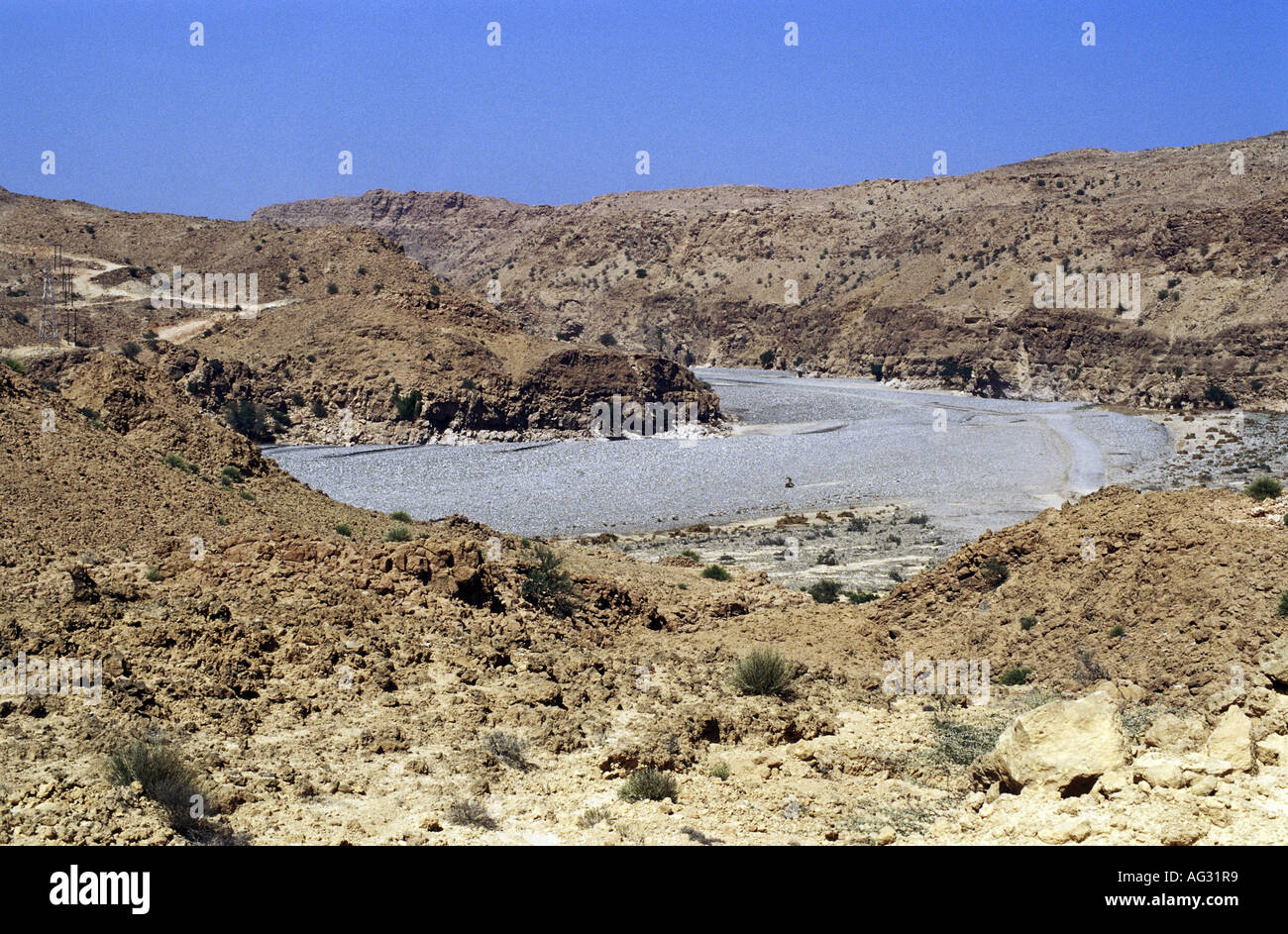 geography / travel, Oman, landscapes, dry riverbed (Wadi), near Muscat ...