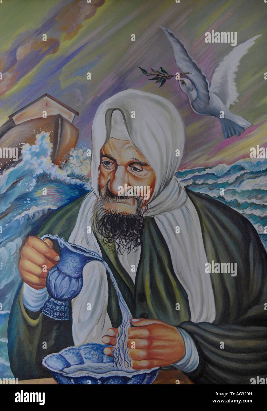 Painting of the spiritual leader Moroccan Sephardic rabbi and kabbalist ...