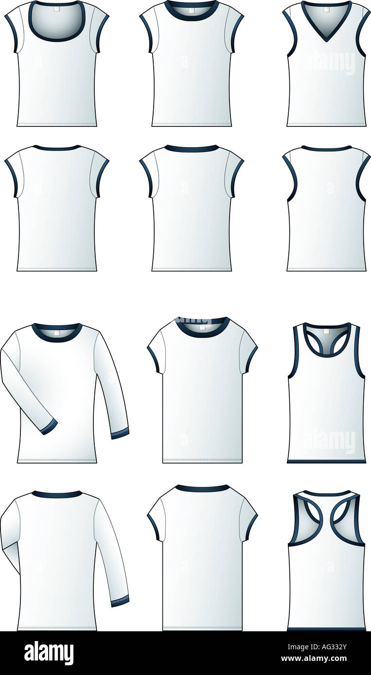 Illustration of various styles of shirts Isolated on white Stock Photo ...