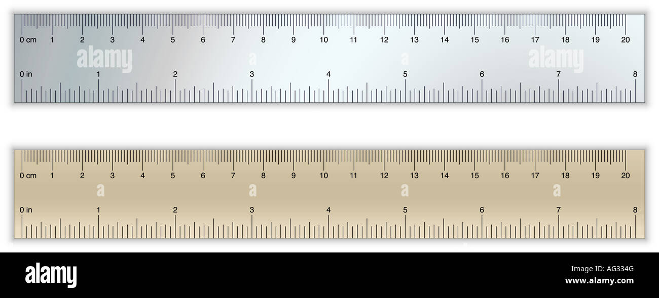 Illustration of metal and wood ruler Isolated on white Stock Photo - Alamy