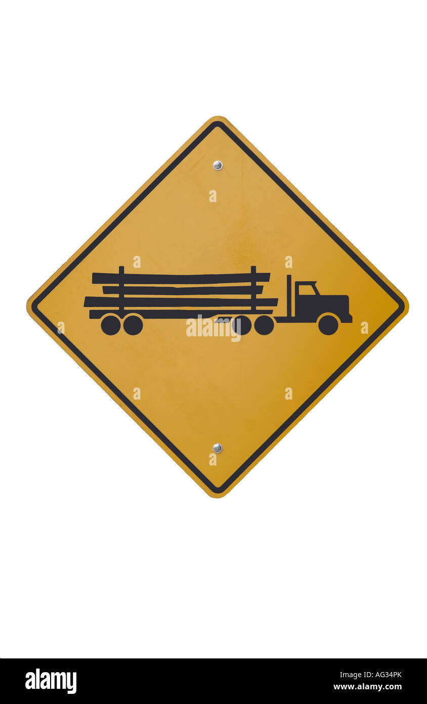Canadian Logging Truck Warning Sign Stock Photo - Alamy