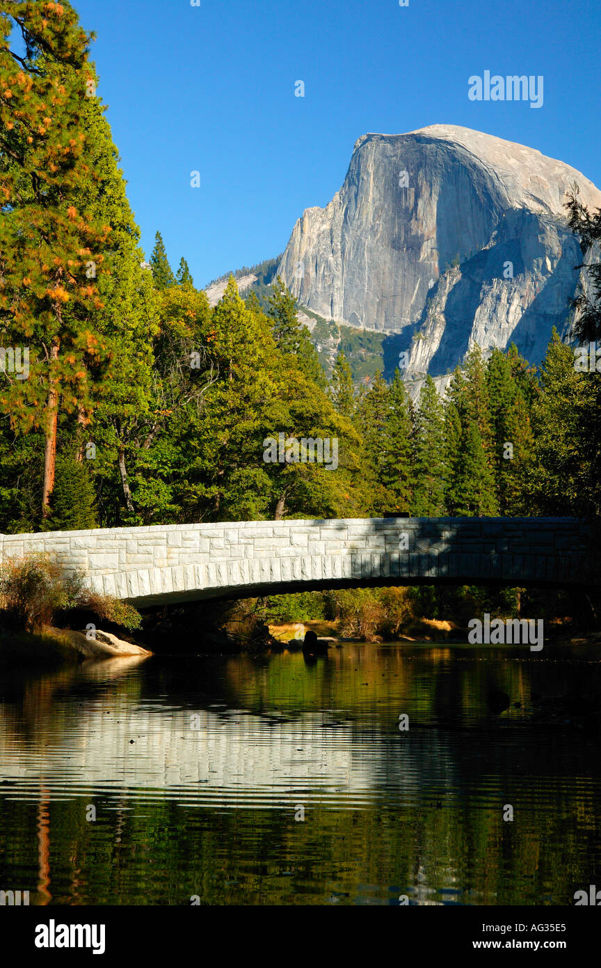 The bridge over Merced River with Half Dome in the background Yosemite ...