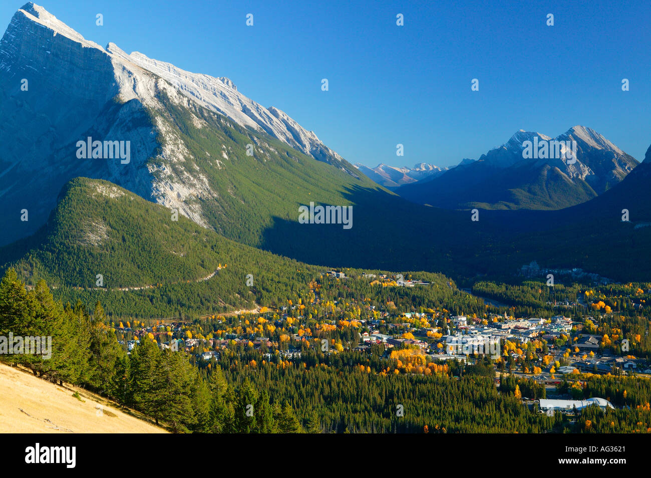 Town of Banff as viewed from Mount Norquay Road Banff National Park ...