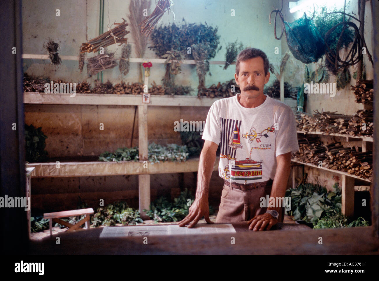 Herbero a man who sells plants and herbs for cures and potions in a ...