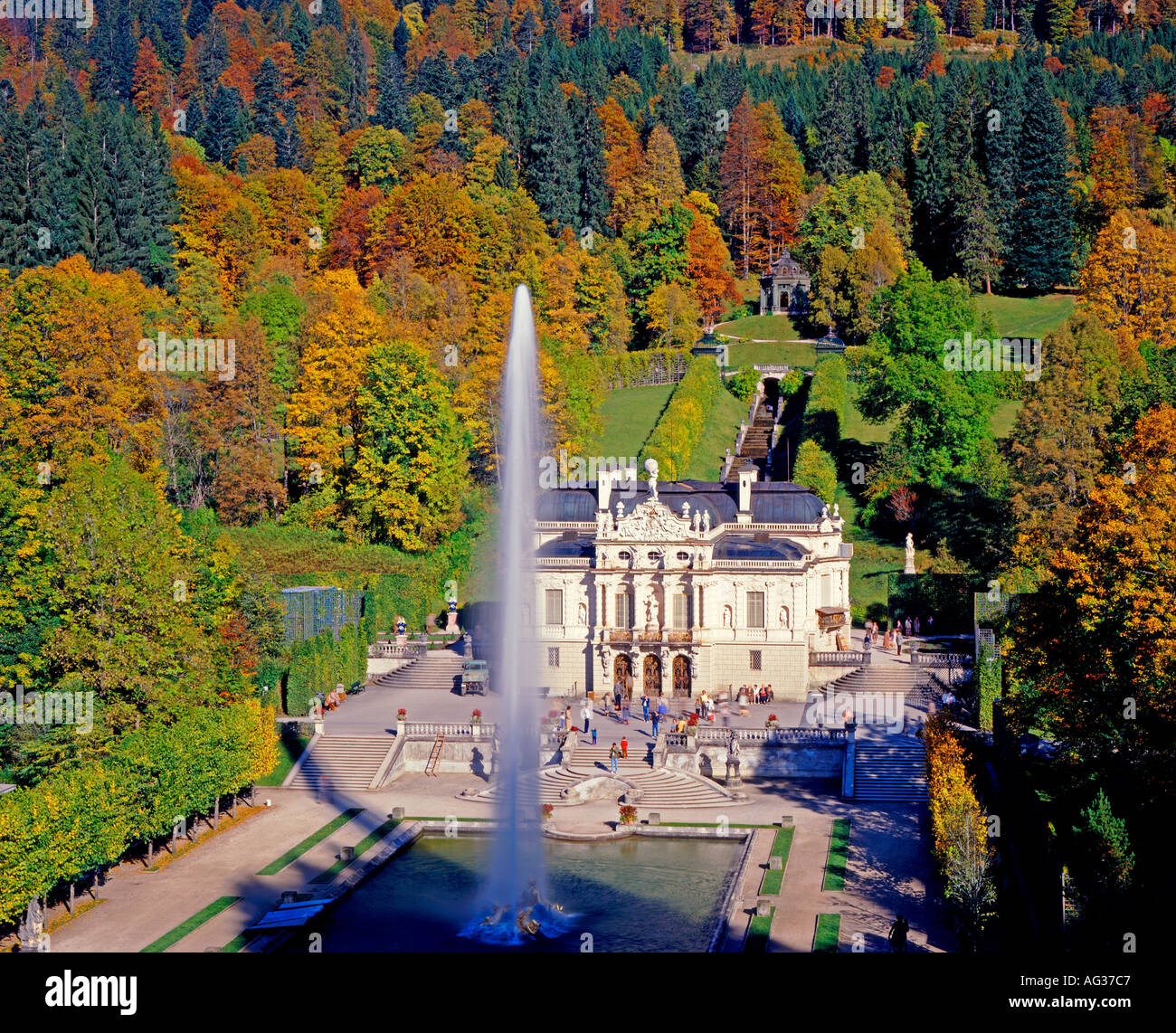 King Ludwig ll of Bavaria s Linderhof Castle near Oberammergau Germany ...