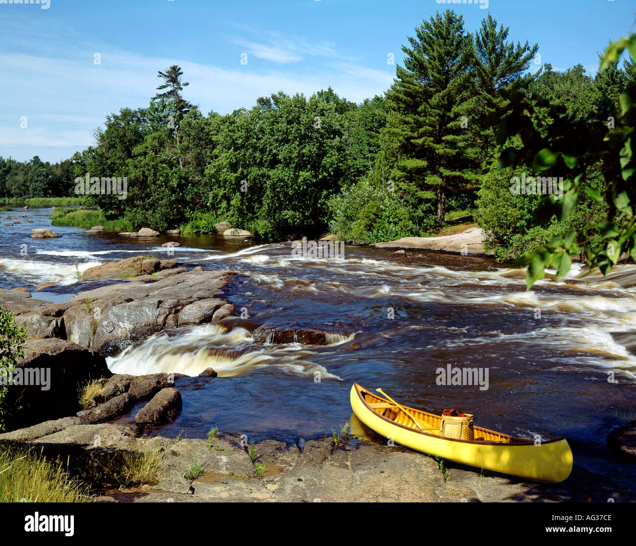 canoe on Wolf River in Wisconsin USA Stock Photo - Alamy