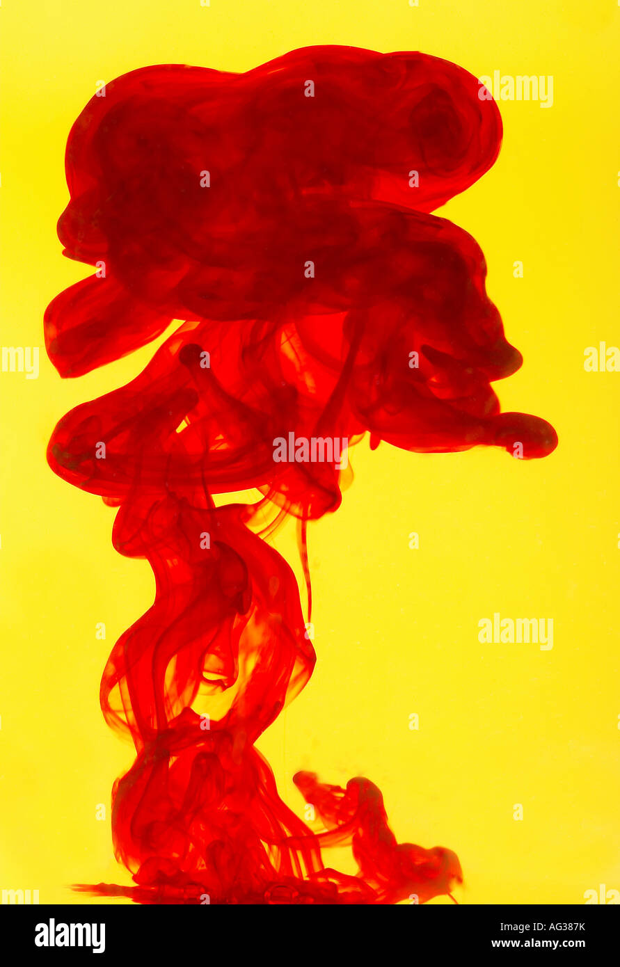 Blood Red ink on yellow Stock Photo - Alamy