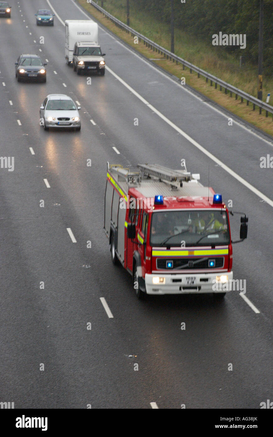 fire engine on the motorway Stock Photo - Alamy