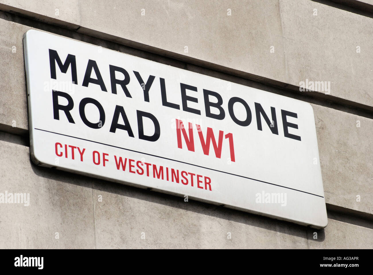 Marylebone Road NW1 London City of Westminster street sign on wall ...