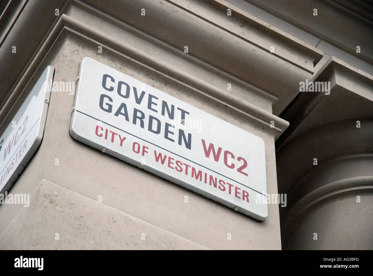 Covent Garden WC2 London City of Westminster street sign on wall Stock ...