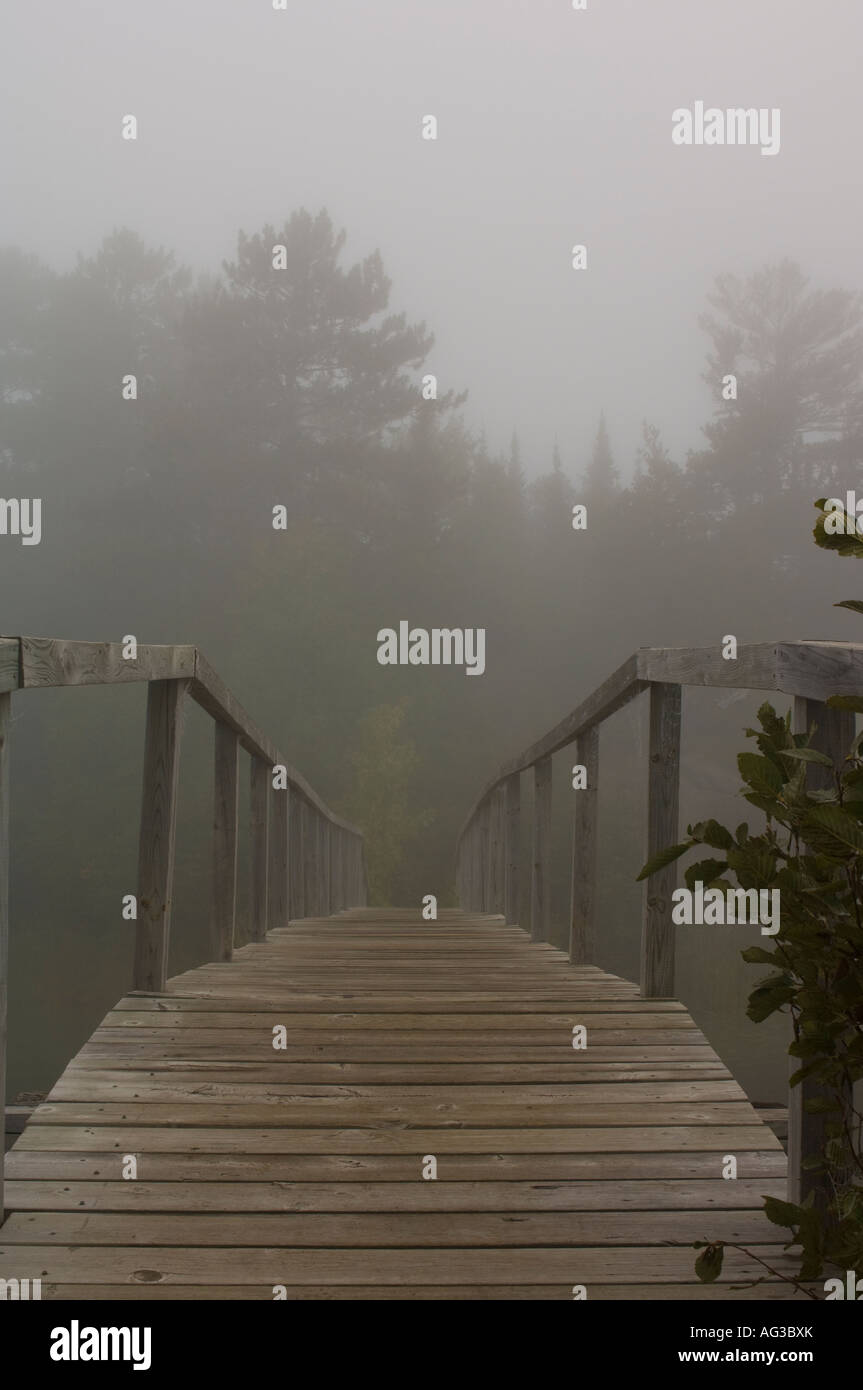A WOOD BRIDGE CONNECTS TWO ISLANDS ON SHAGAWA LAKE Stock Photo - Alamy