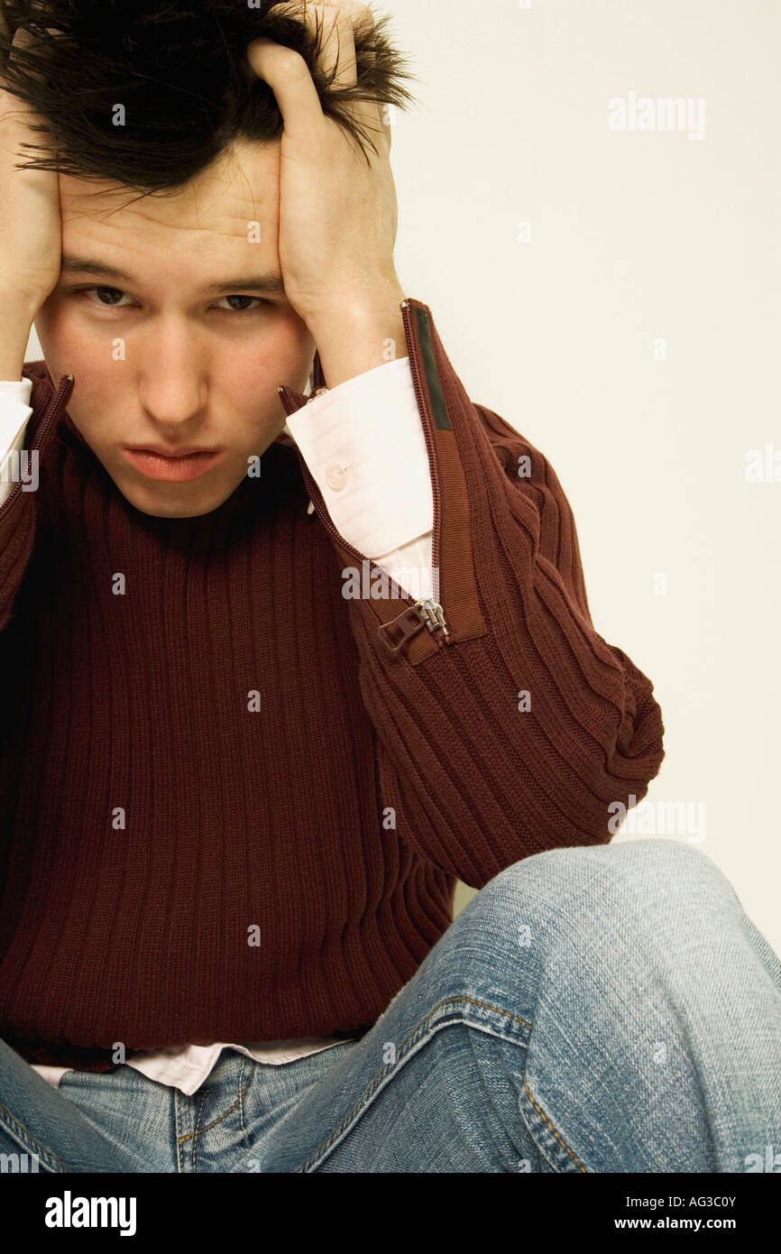 Frustrated man sitting on hi-res stock photography and images - Alamy