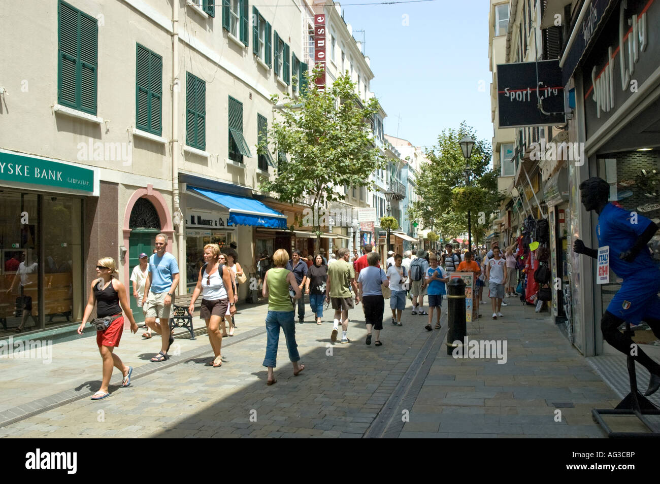 Shoppers in Main Street, Gibraltar Stock Photo - Alamy
