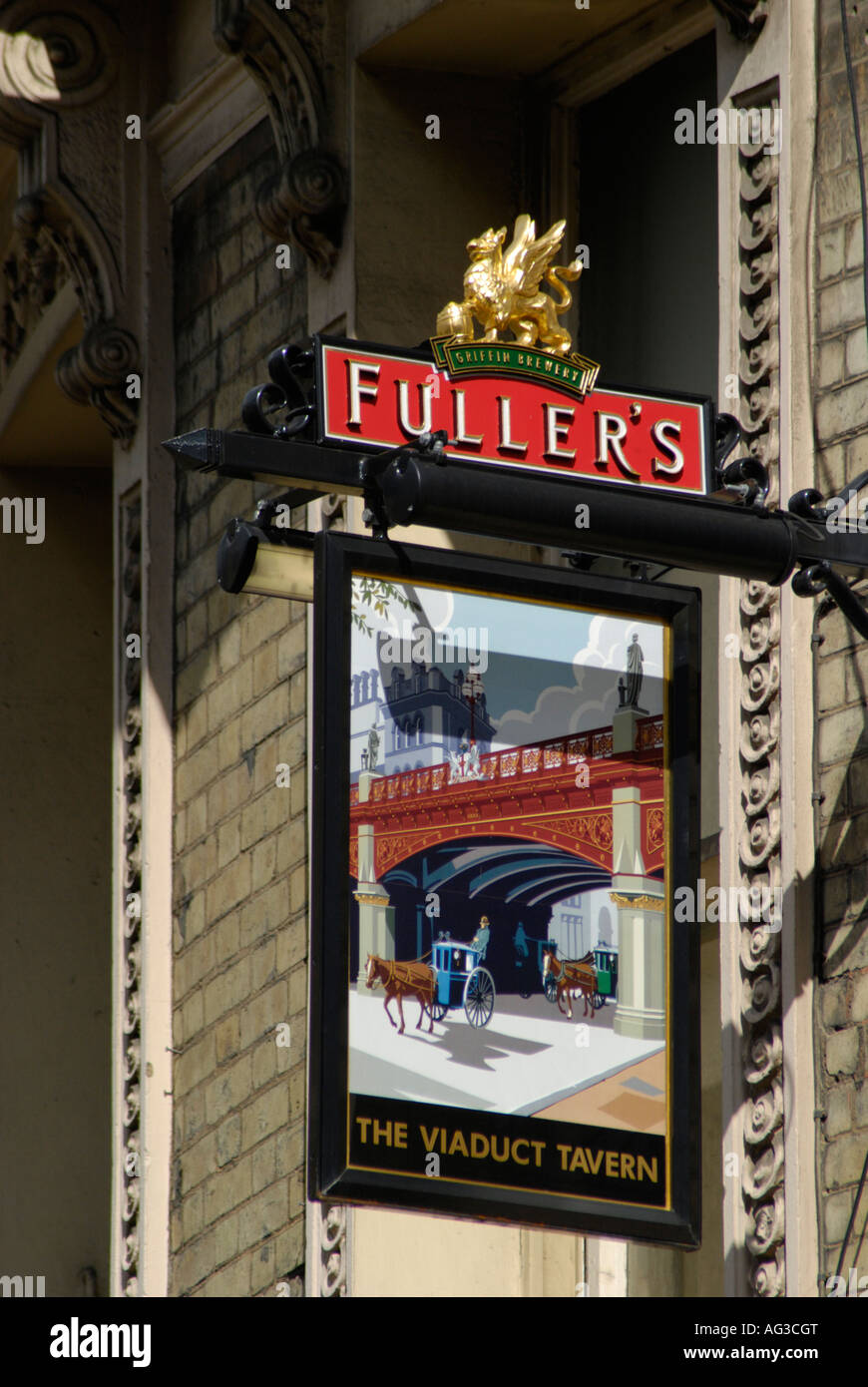 Fuller's The Viaduct Tavern pub sign City of London England Stock Photo ...
