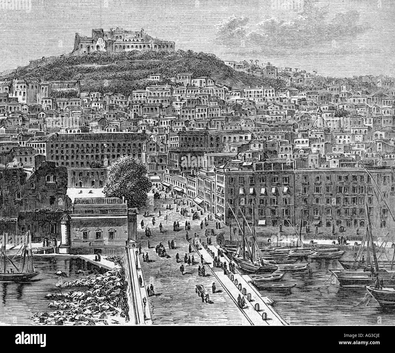 geography/travel, Italy, Naples, overview, engraving, 1880 Stock Photo ...