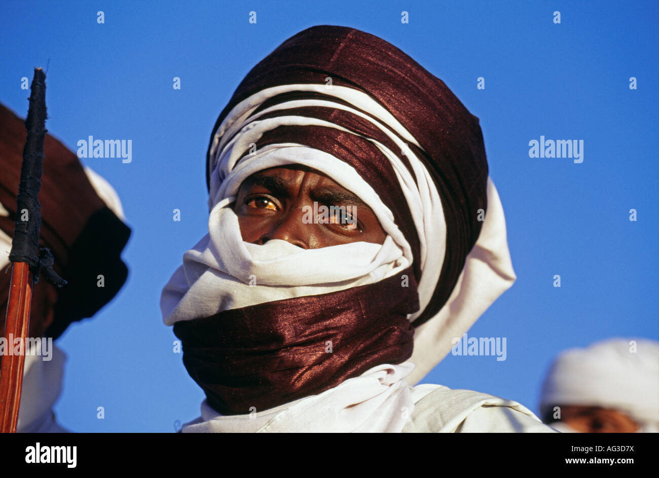 Algeria Tamanrasset Man of Tuareg tribe wearing turban during the ...