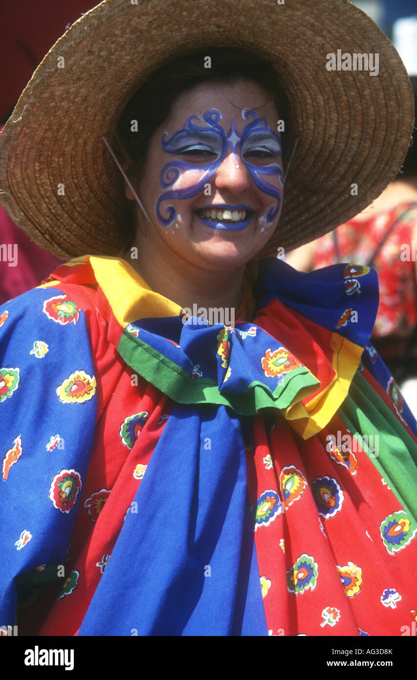 Jolly woman in costume and with painted face at Annual Carnival in ...