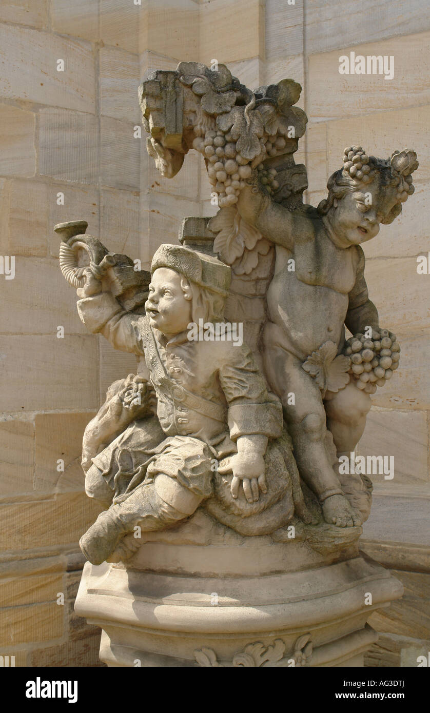 Rose garden barock sculpture in New Residence Bamberg Upper Franconia ...