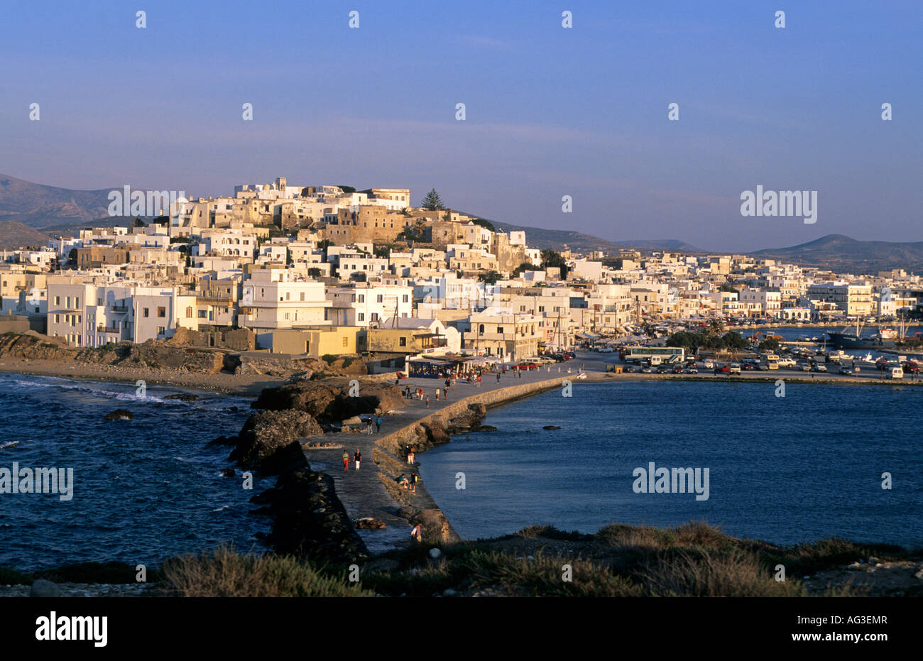 greece cyclades naxos island view of the town from the temple of apollo ...