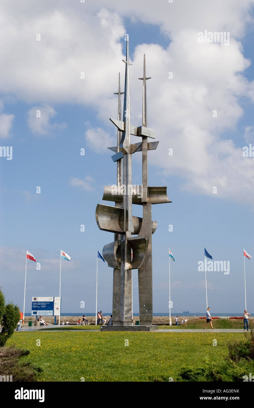 Three metal crosses monument in Gdynia port Poland Stock Photo - Alamy